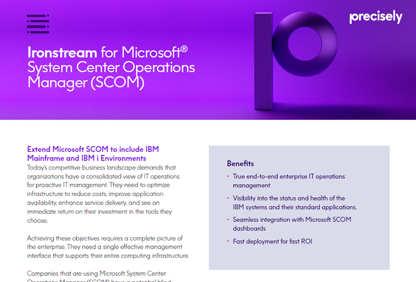 Ironstream™ software for Microsoft® SCOM